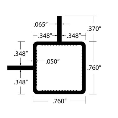 Aluminum Tubing - Square - .760" X .050" Wall x .125" Radius Corners x ...