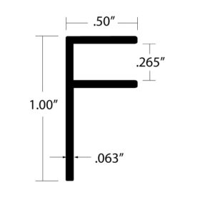 Extruded Metal F Channel - 1" x .500" x .25" | Eagle Aluminum
