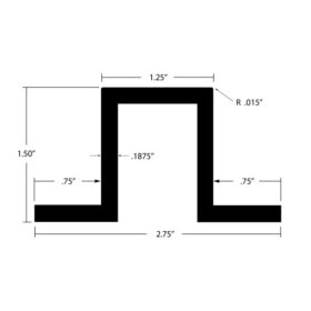 Hat Channel - Aluminum Hat Channel 5" x 1-7/8" Tall