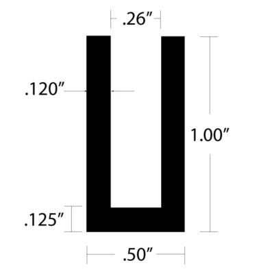 Aluminum Channel - 1" Leg x 1/2" OD x .260" ID x 1/8" Wall - Eagle Aluminum