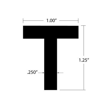 T-Shaped Tile Edging - 1.00″ Face x 1.25″ Leg x .25″ Wall
