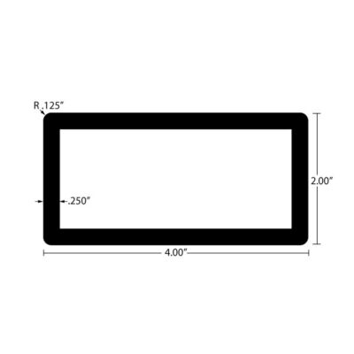 Aluminum Rectangular Tubing, Radius Corners | Hollow Box Section