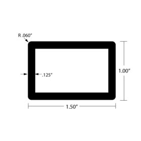 Aluminum Tubing - Rectangle - 1" x 1-1/2" x 1/8" Wall x 1/16" Corner ...