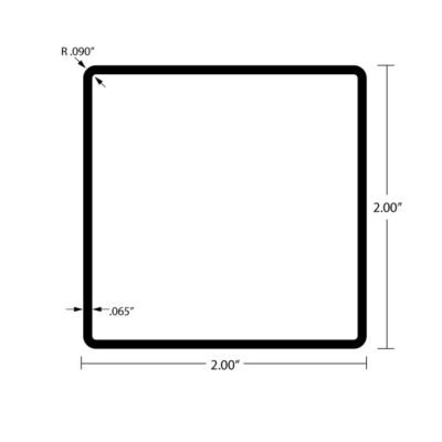 Square Box Tube - 2″ x .065″ Wall x .090″ Radius Corners
