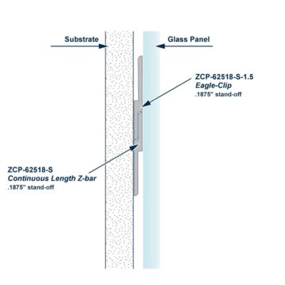 Wall Panel Hanger Clip Rail - Smooth 1-7/8" x 3/16" x 5/8" Z Clip